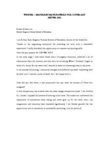 Si Ran’s written answer – Hong Kong Young Writers Awards 2026